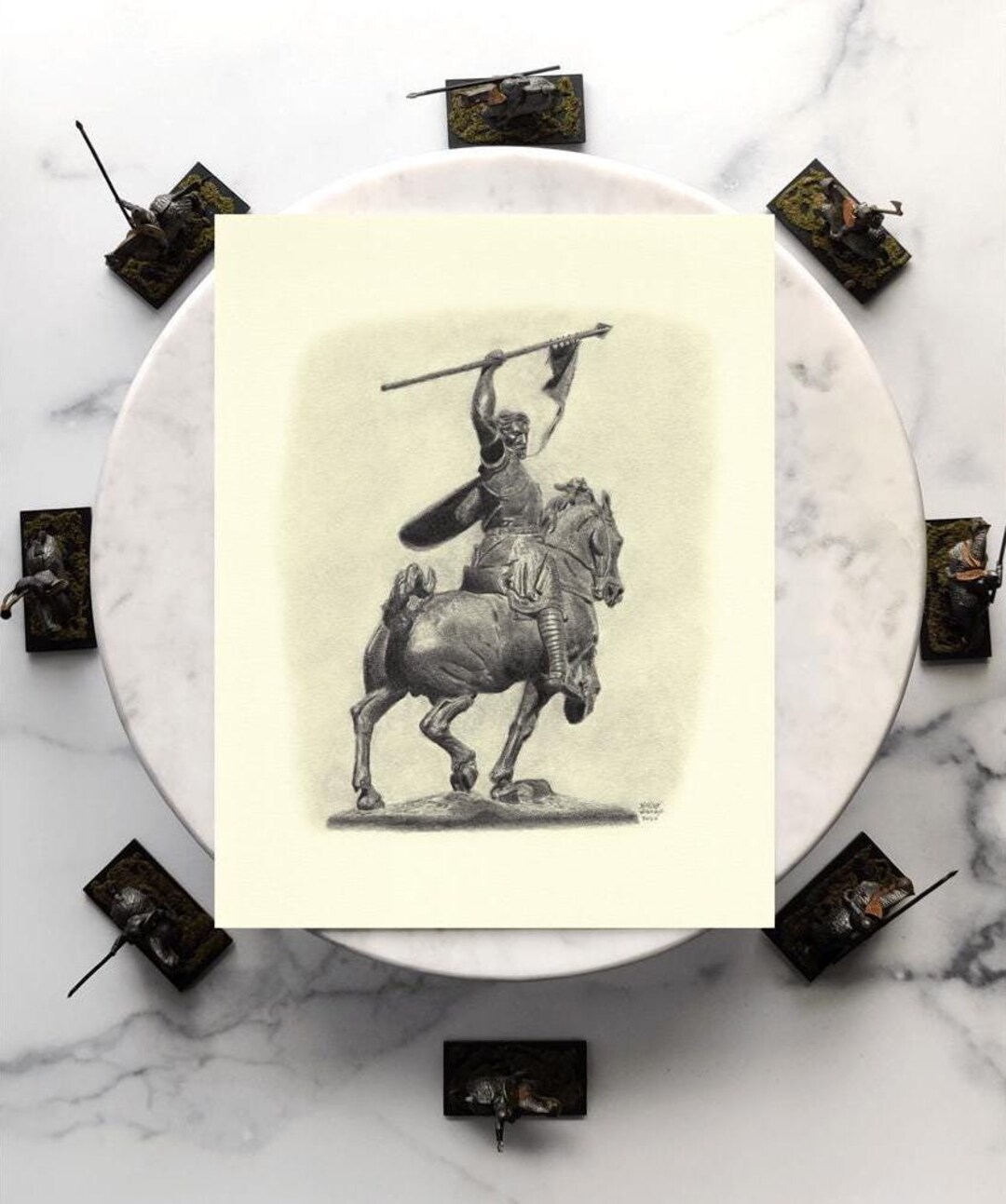 El Cid 8x10 Statue Pencil Drawing Art Print - Etsy