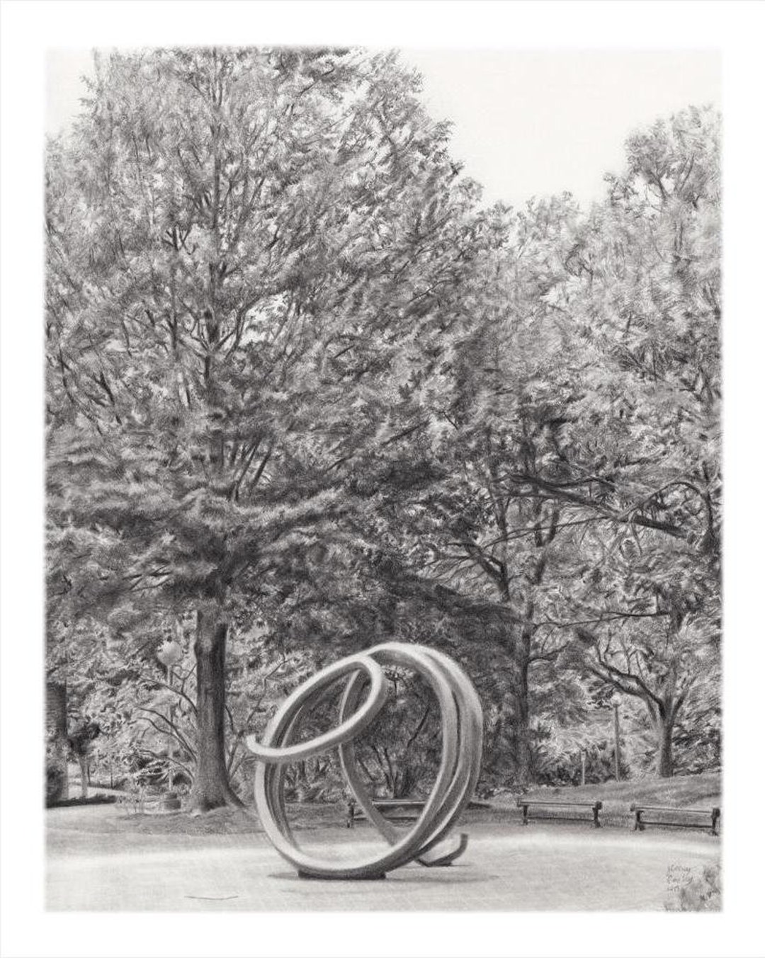 Full Circle - 8x10″ Vanderbilt Park Landscape Pencil Drawing Art Print ...
