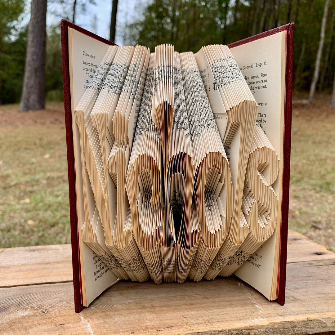 Custom Name Word Folded Book Art, Teacher and Doctor Gift Idea - Etsy