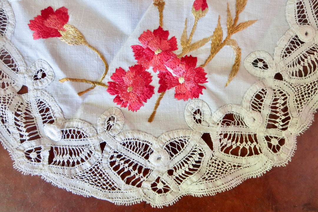 Art Embroidery 1880s Victorian Society Silk Fancy Work Battenburg Lace ...