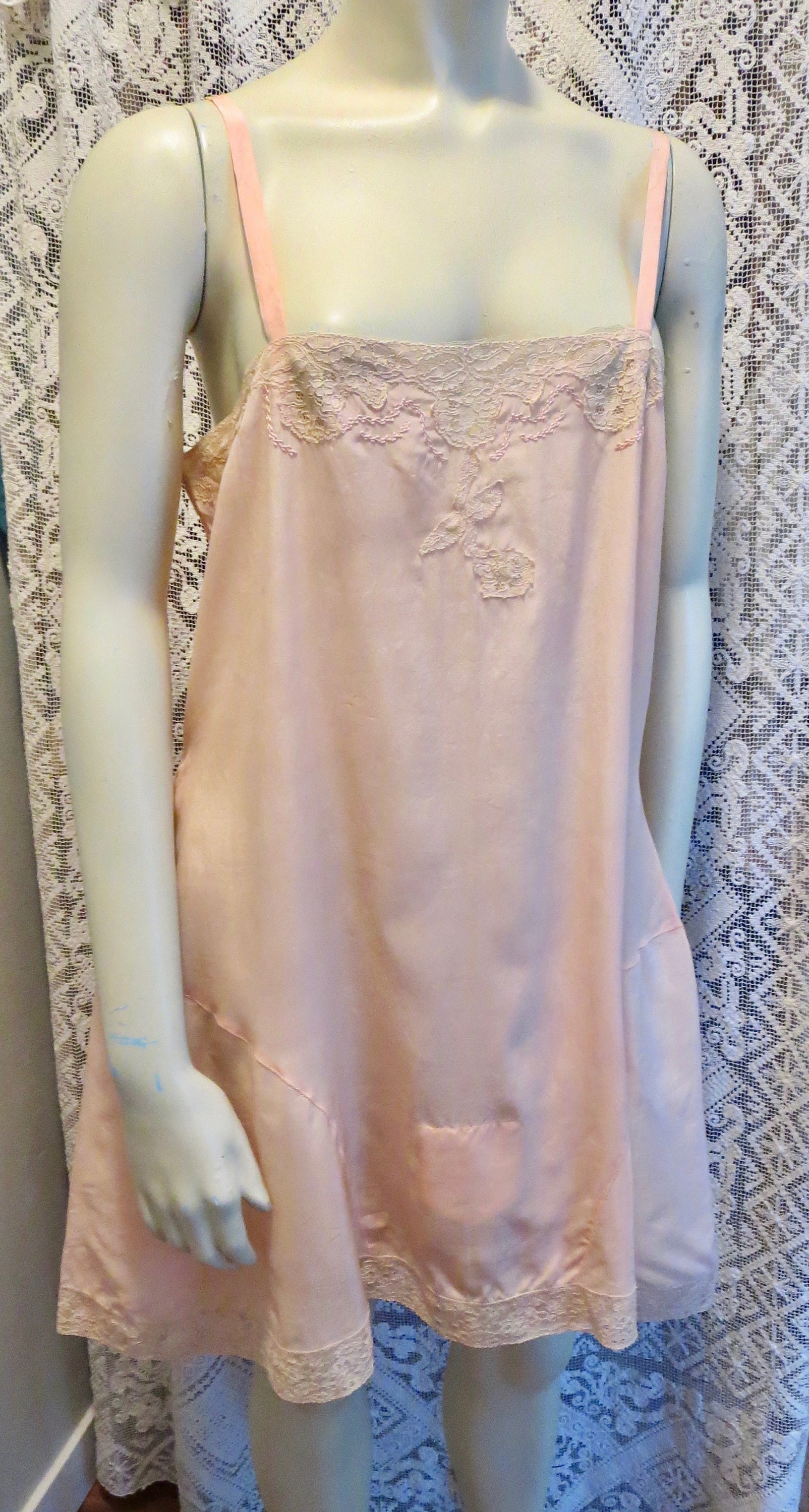Neusteter Label 1920s-1930s Peach Rayon Teddy Style Step in Lingerie ...