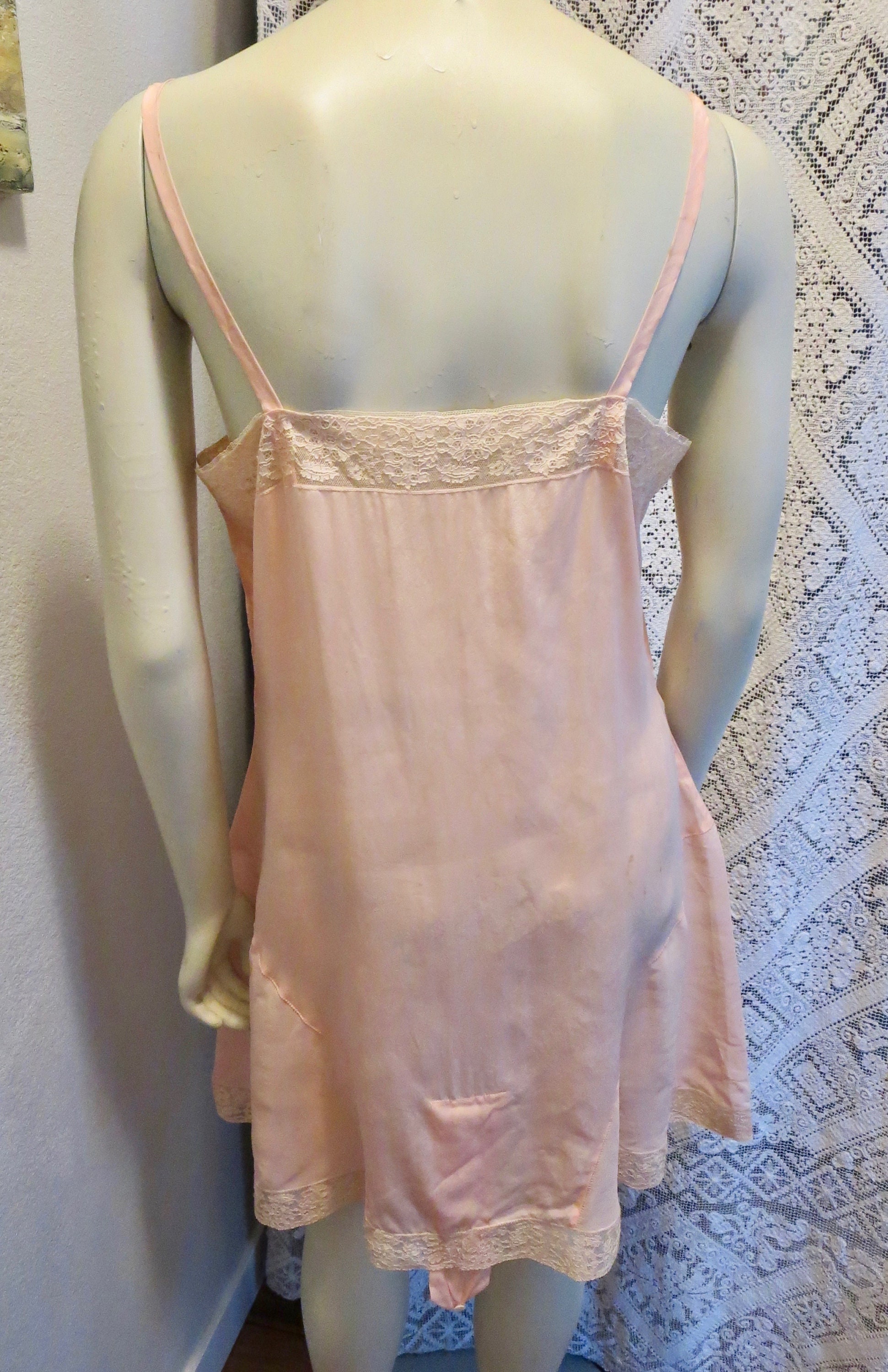 Neusteter Label 1920s-1930s Peach Rayon Teddy Style Step in Lingerie ...
