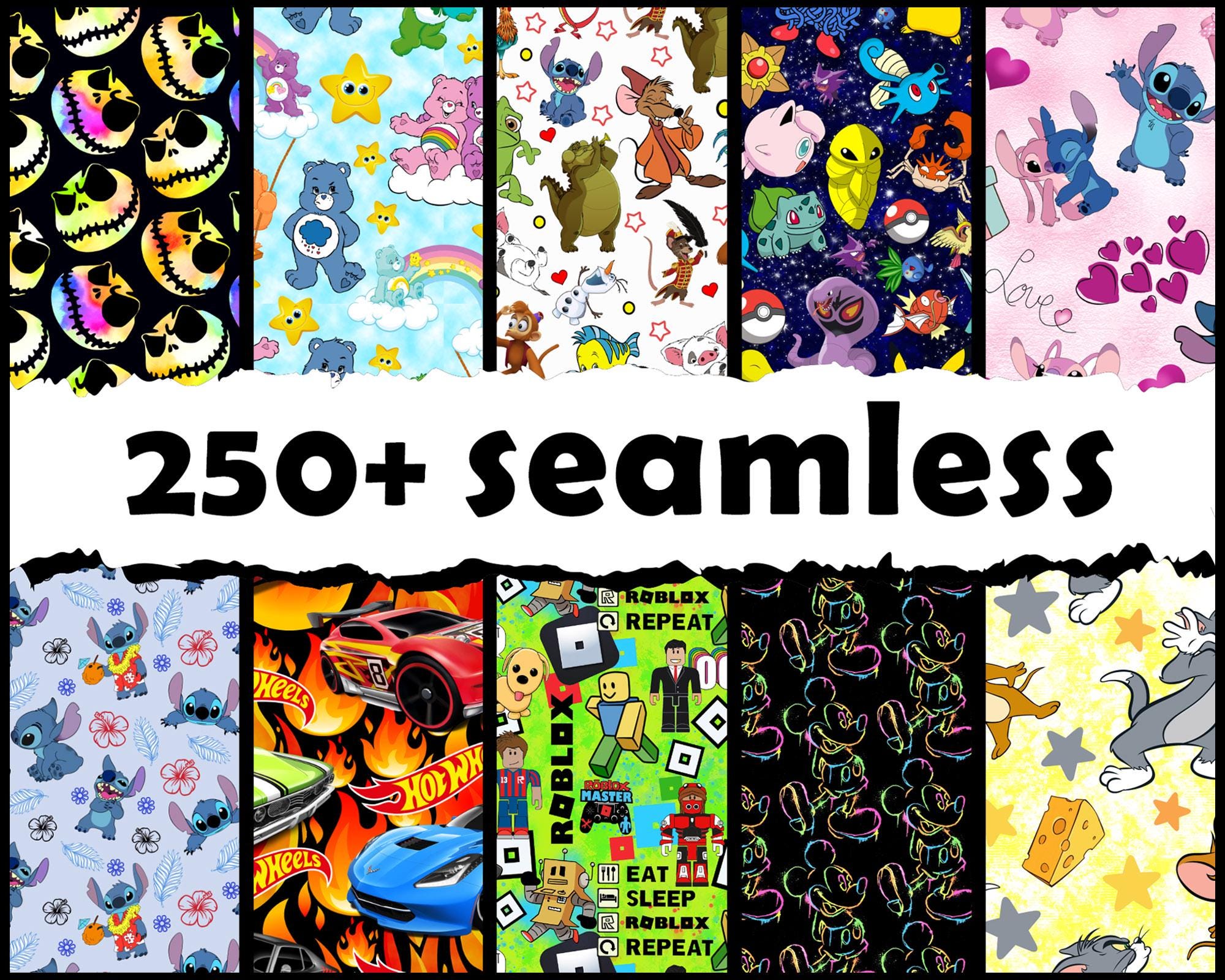 Digital 250+ Seamless Pattern, Digital Character Seamless Pattern ...