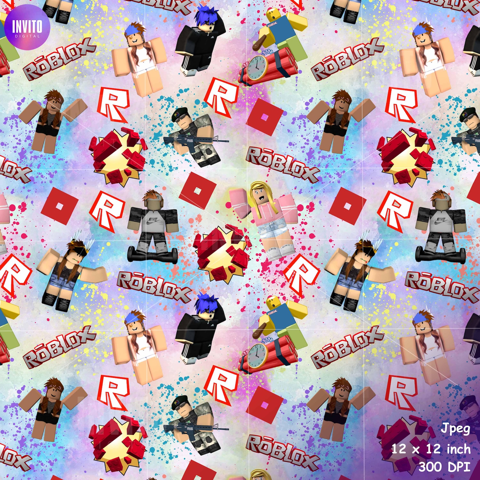 Digital Game Seamless Pattern, Digital Robloxx Pattern Use in Printing ...