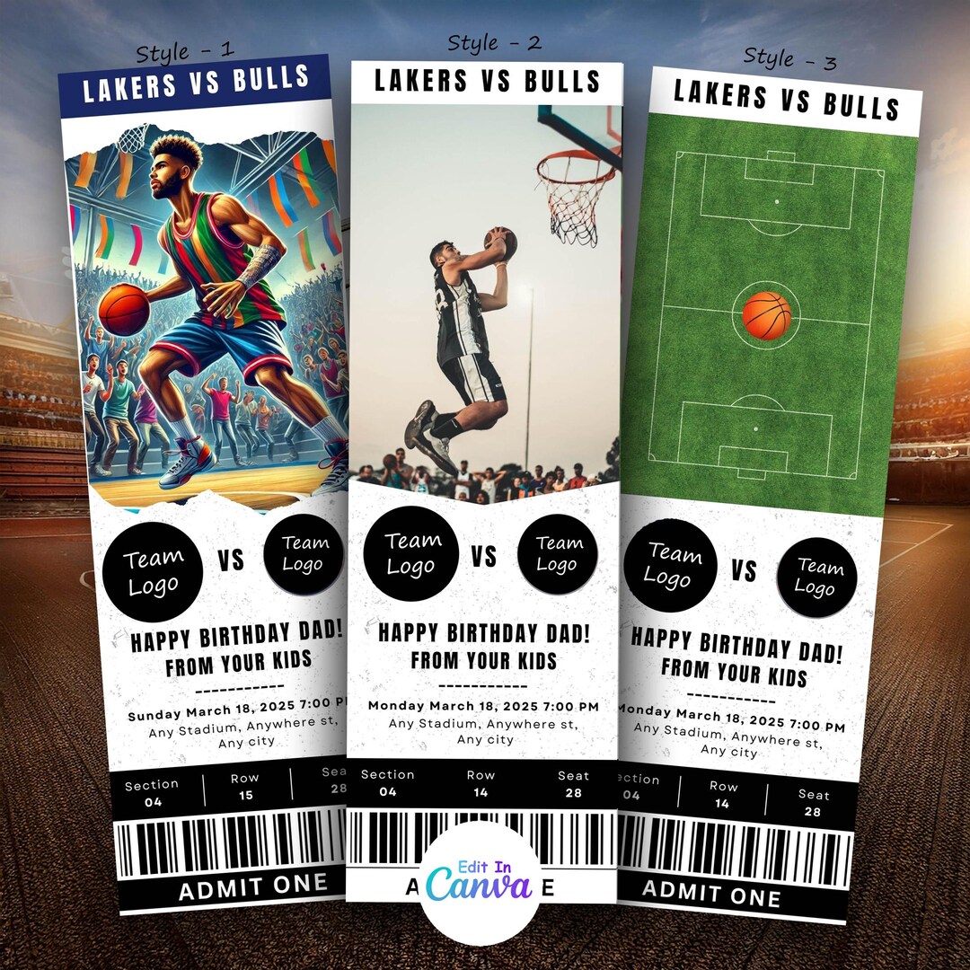 Editable Basketball Game Ticket Template, Custom Basketball Surprise ...