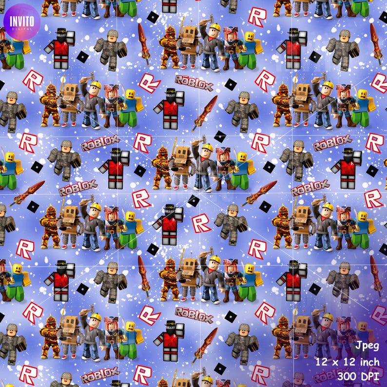 Digital Game Seamless Pattern, Digital Robloxx Pattern Use in Printing ...