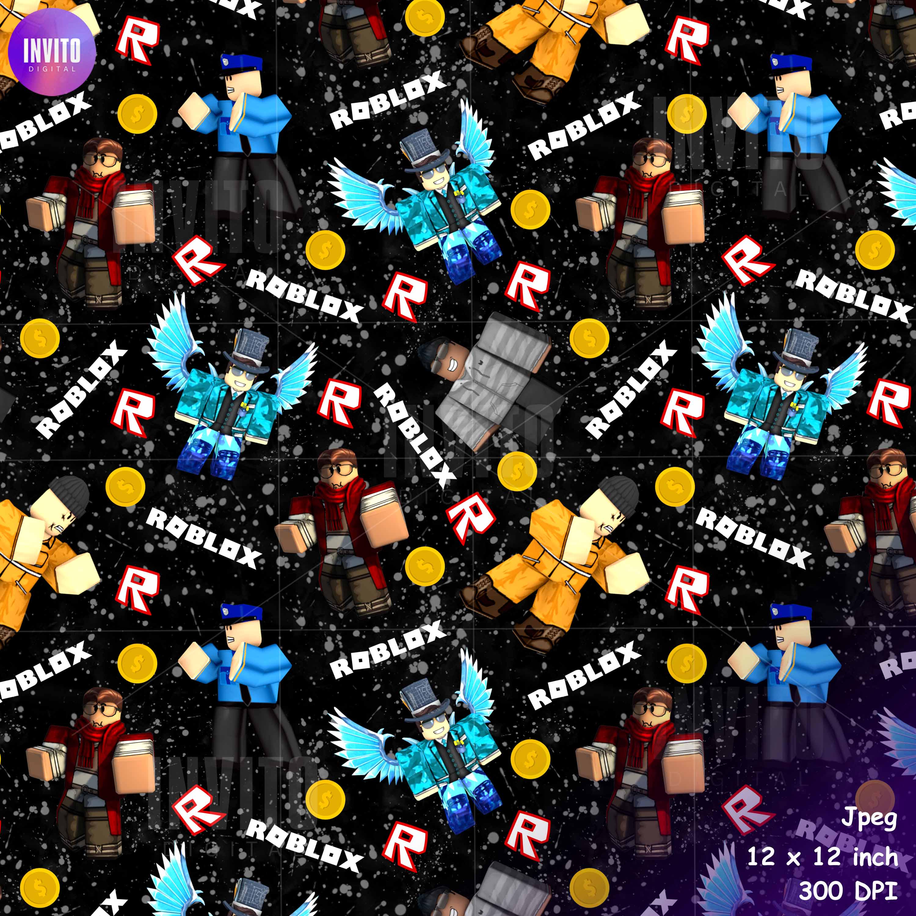 Digital Game Seamless Pattern, Digital Robloxx Pattern Use in Printing ...