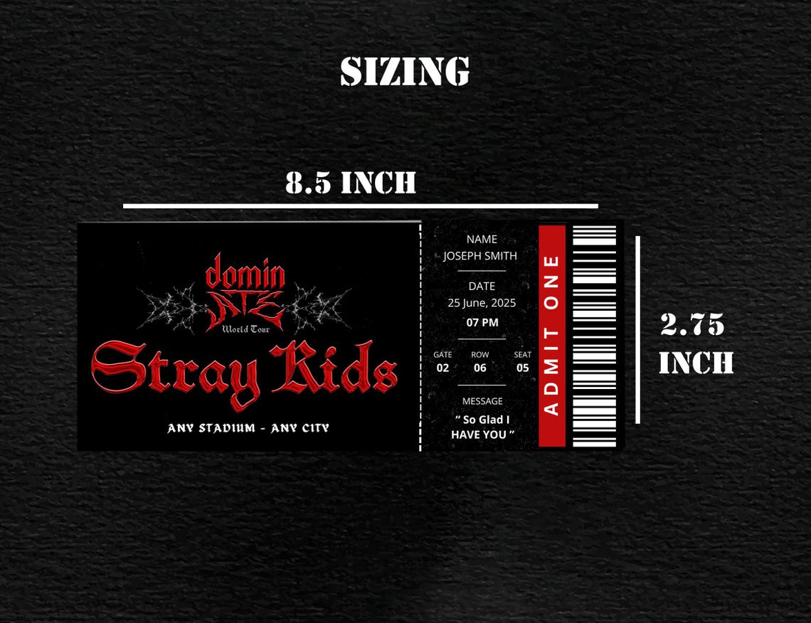 Editable Stray Kids Concert Ticket, Grand Dominate World Tour Ticket ...