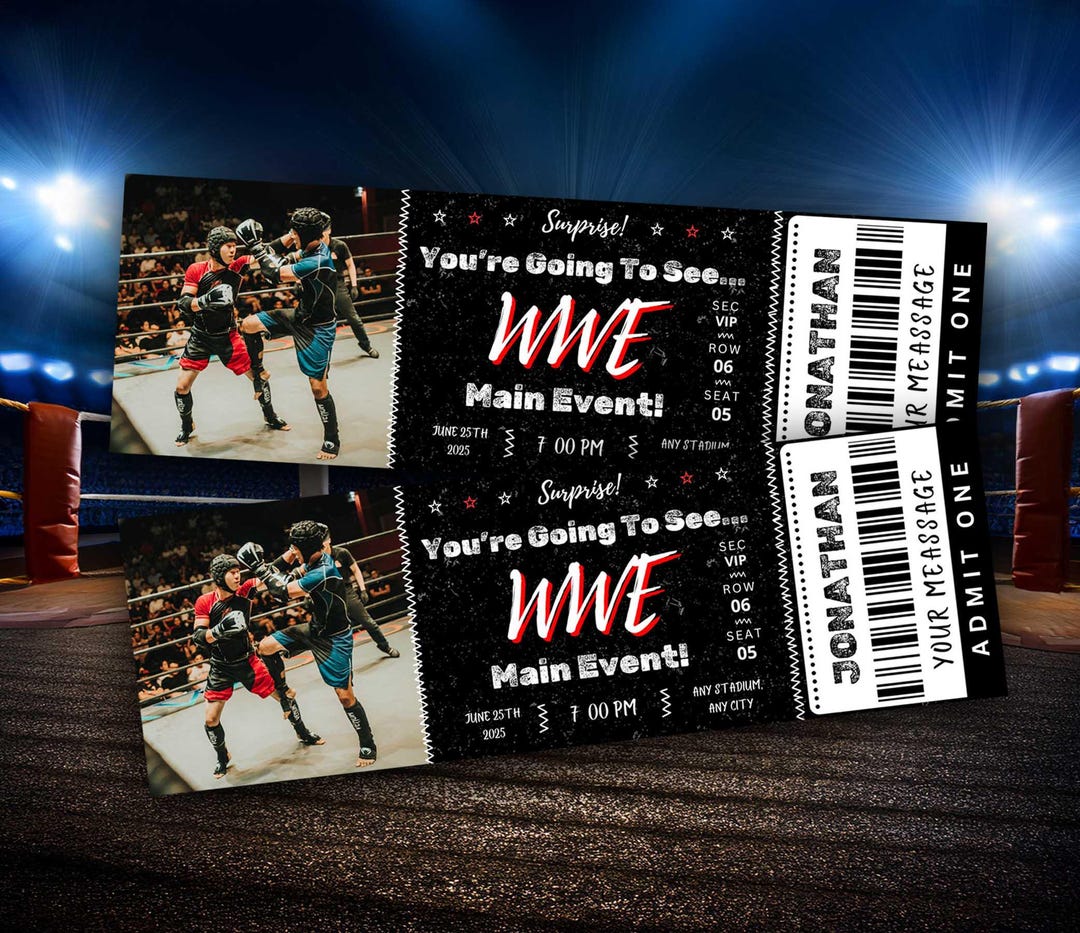 Editable Wrestling or Boxing Event Ticket Stub Template, Printeble ...