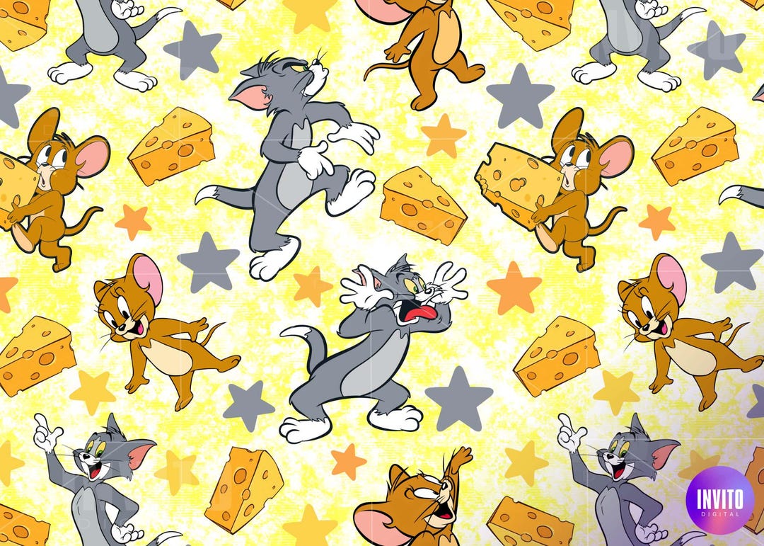 Digital Tom Jerry Seamless Pattern, Digital Character Pattern, Instant ...