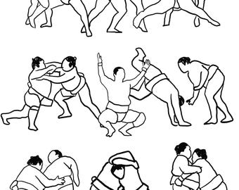 Traditional Sumo Wrestler Print Japanese Martial Arts Poster Martial ...