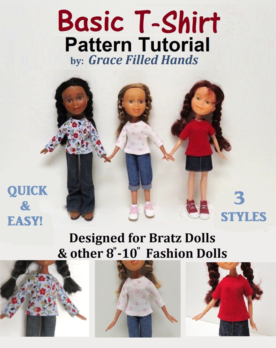 Basic T-shirt Pattern Tutorial Pictorial PDF Doll Clothes Tee Shirt ...
