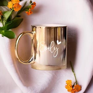 Personalized Gold Porcelain Mug: Custom Engraved Coffee Cup - Etsy