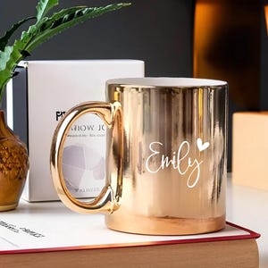 Personalized Gold Porcelain Mug: Custom Engraved Coffee Cup - Etsy