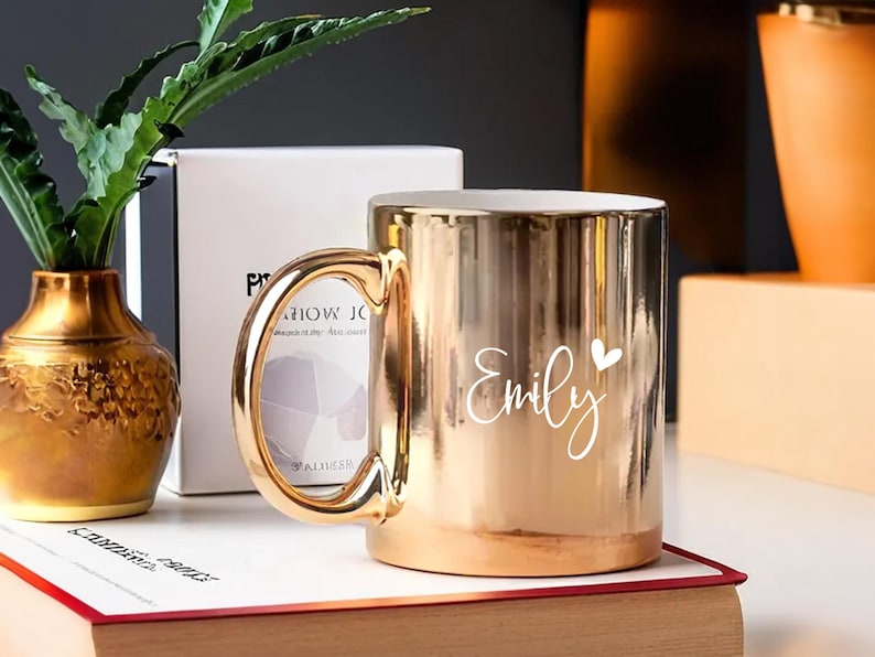 Personalized Gold Porcelain Mug: Custom Engraved Coffee Cup - Etsy