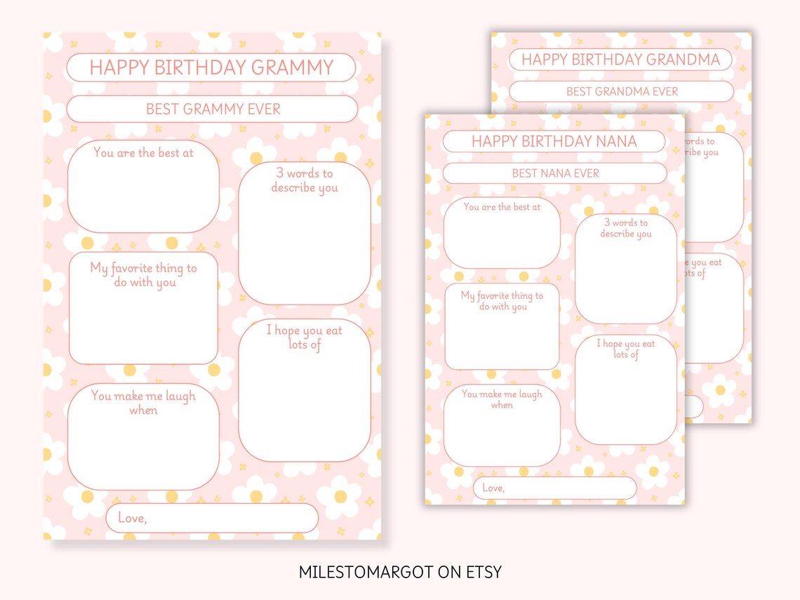 Printable Happy Birthday Grandma | Fill in the Blank | Printable ...
