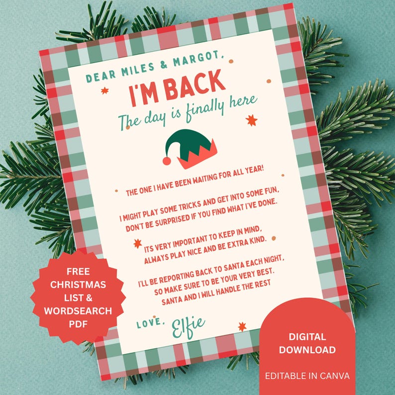 EDITABLE Elf Arrival Letter, First Time Elf Arrival Letter, Elf Welcome ...