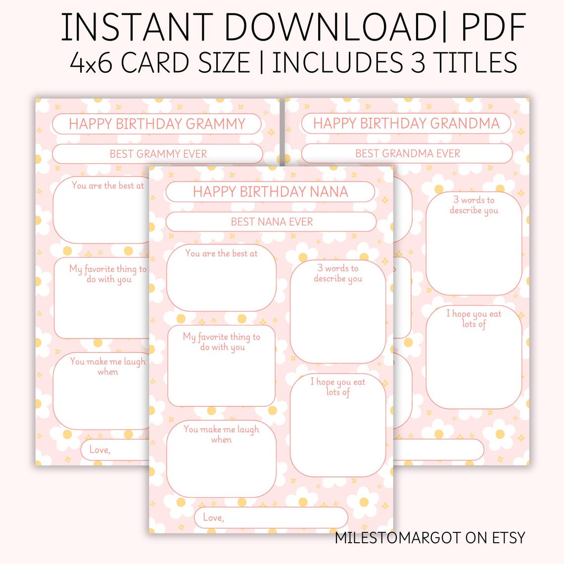 Printable Happy Birthday Grandma | Fill in the Blank | Printable ...