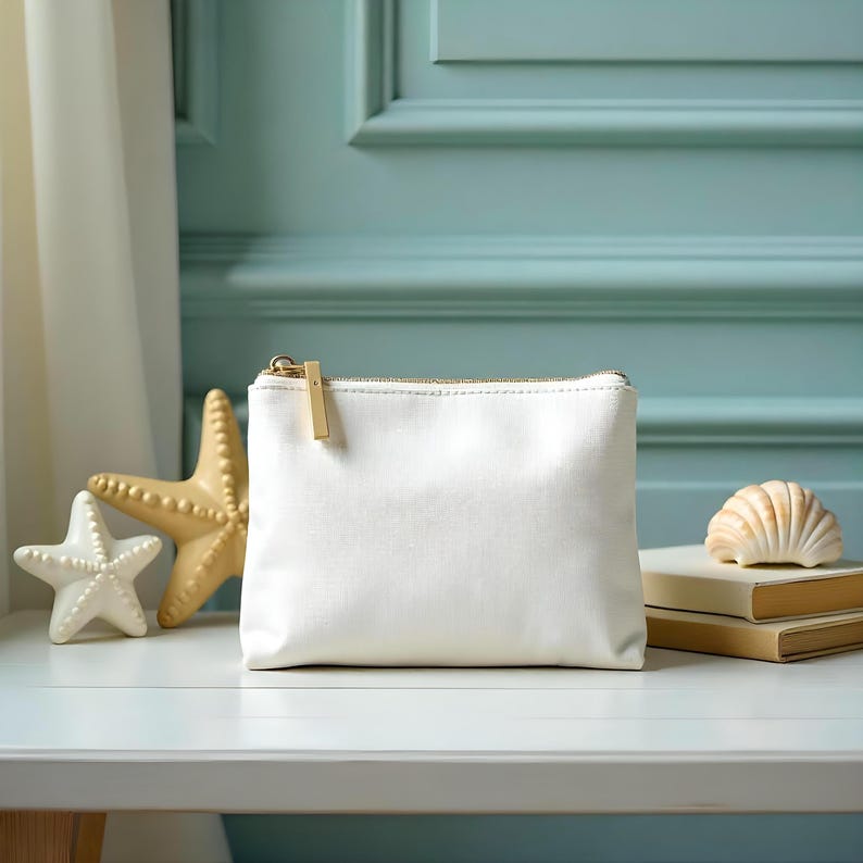 Elegant Zipper Pouch Mockup, Coastal Makeup Bag Mockup, Digital Styled ...