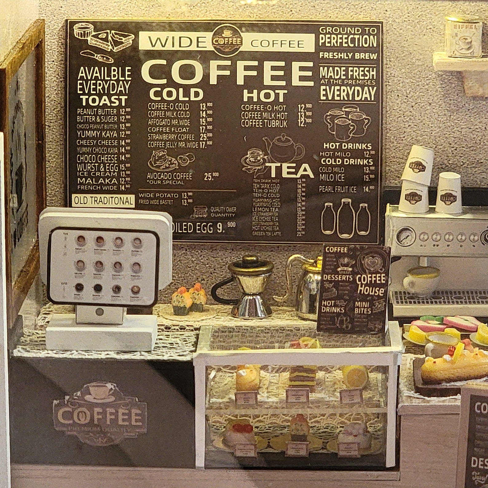 Miniature COFFEE Shop - 6" Long X 6" Height X 5 Wide - 1:24 Scale ...