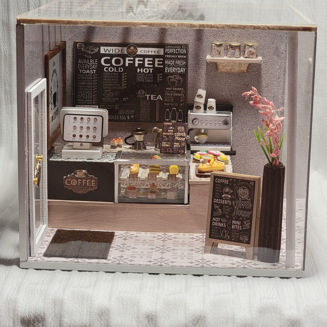 Miniature COFFEE Shop - 6" Long X 6" Height X 5 Wide - 1:24 Scale ...