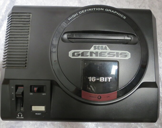 Original Sega Genesis 16-bit Black Console - Model 1601 With Power Base ...