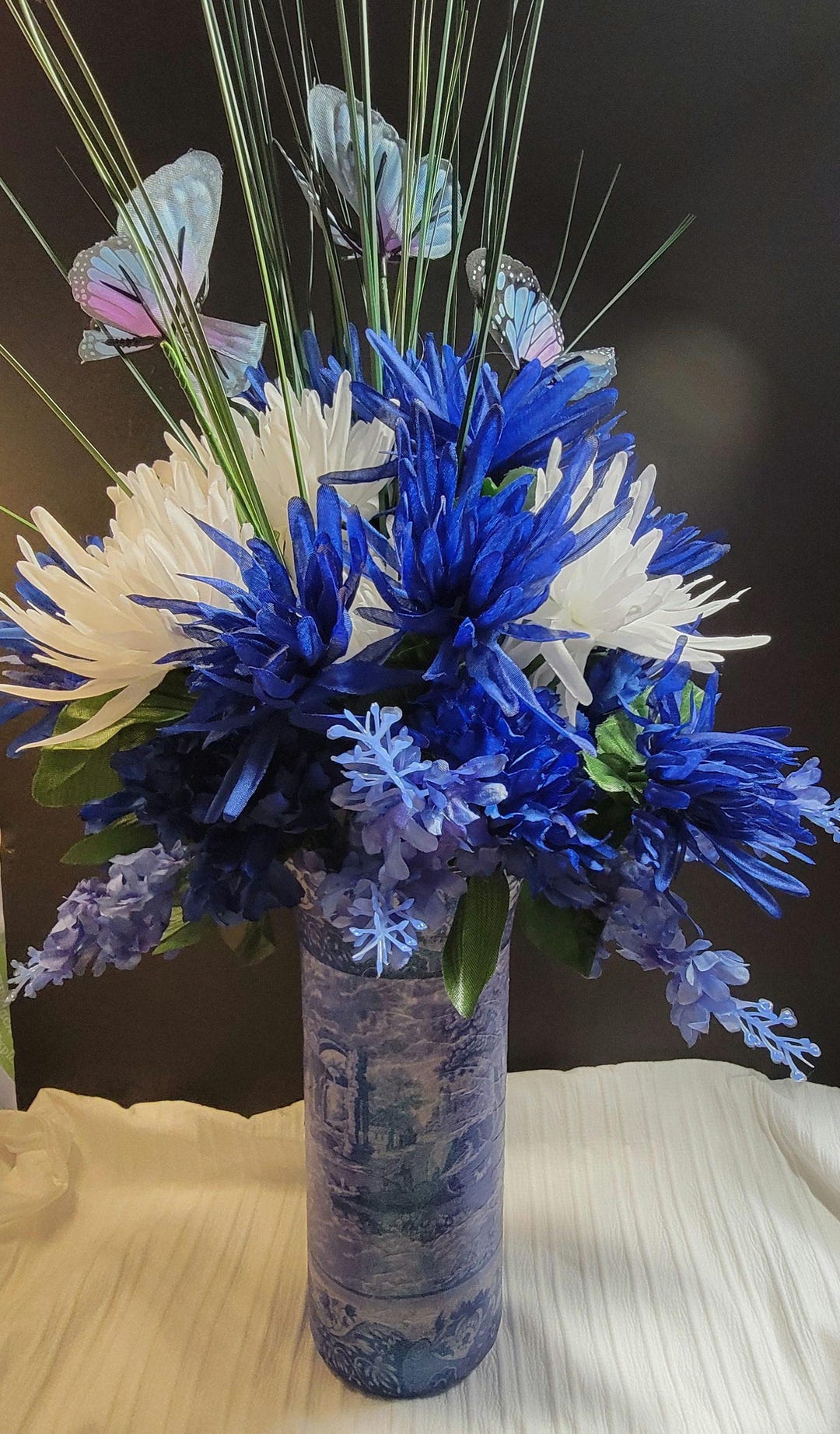 Spode Blue Italian Vase - Cylindrical Daisy Flower Vase - Royal Blue ...