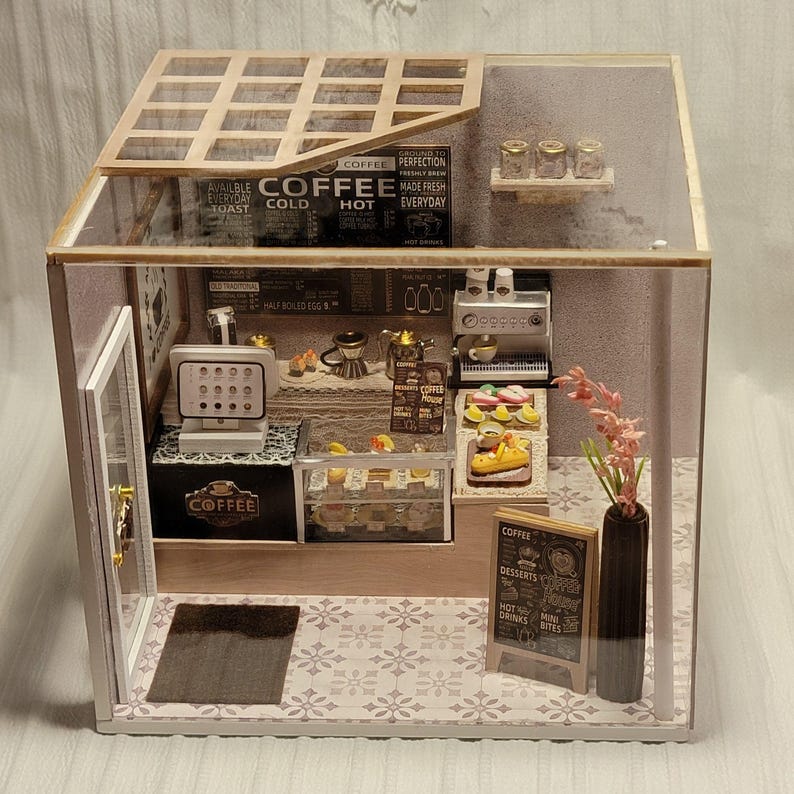 Miniature COFFEE Shop - 6" Long X 6" Height X 5 Wide - 1:24 Scale ...