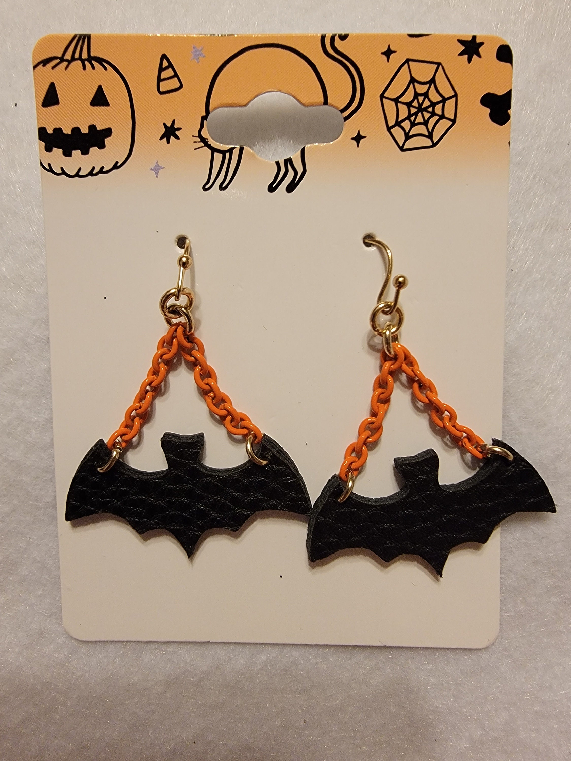 HALLOWEEN Jewelry Set Black Bats With Orange Chains That Connect to ...