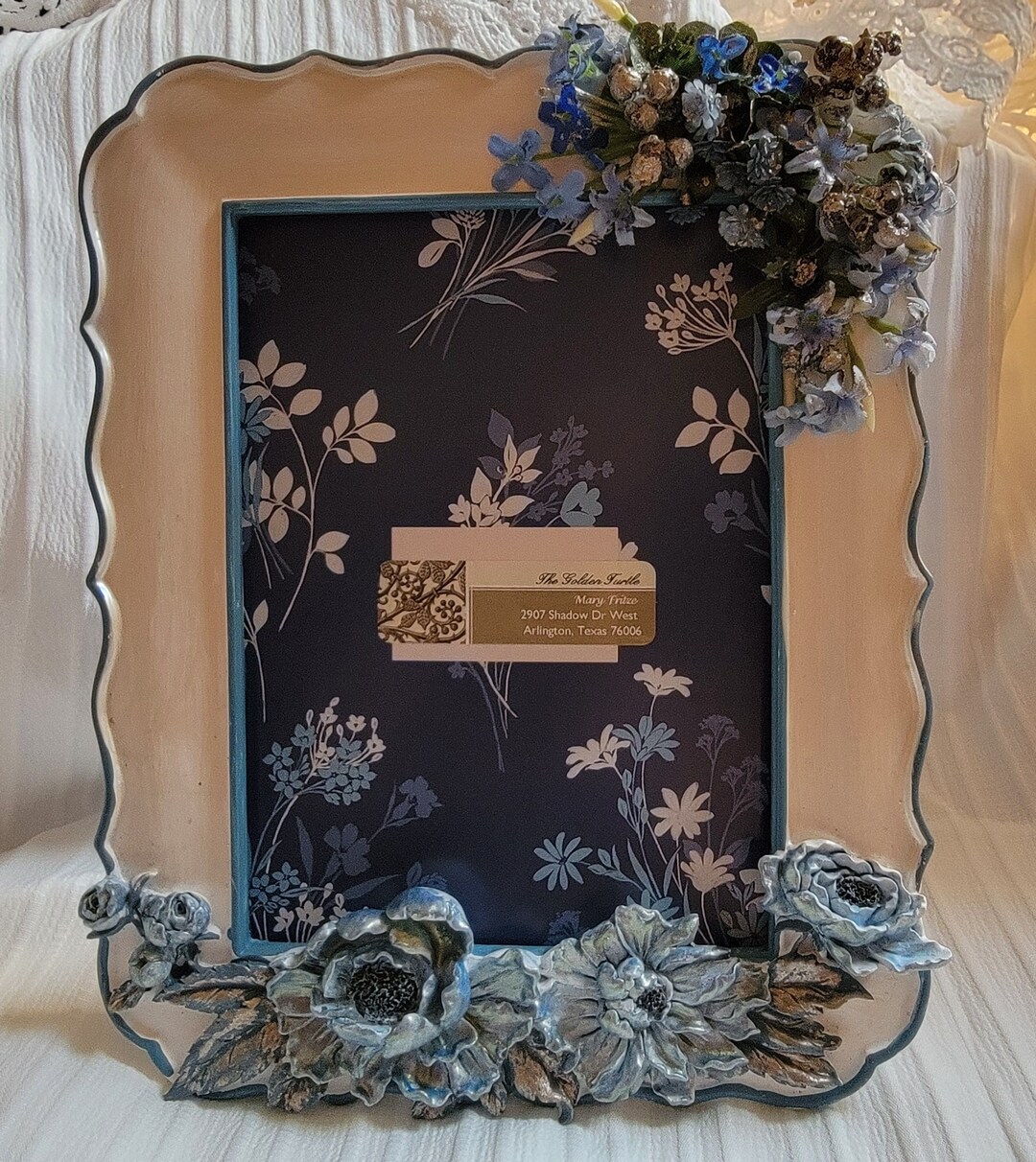 Blue Flowers Frame 5x7 off White Background Ceramic Frame With Blue ...