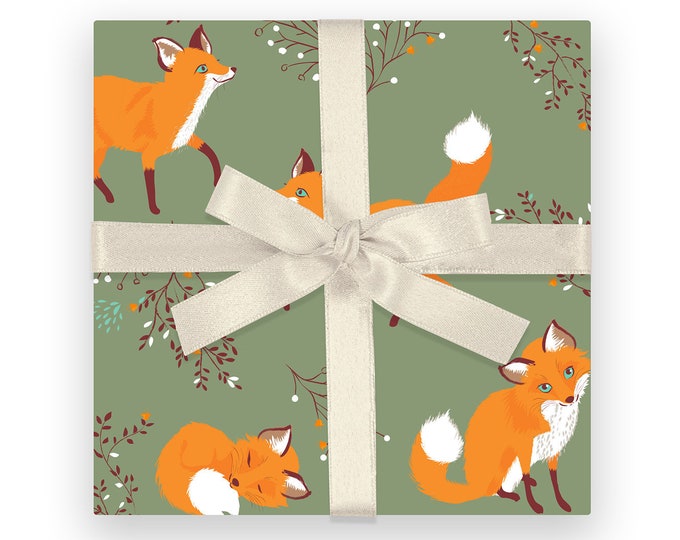 Fox Gift Wrap, Fox Wrapping Paper, Forest, Woodland, All Occasion ...