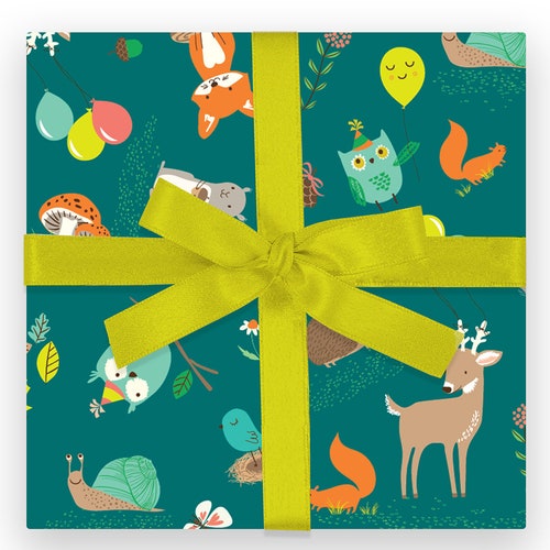 Fox Gift Wrap Fox Wrapping Paper Forest Woodland All - Etsy