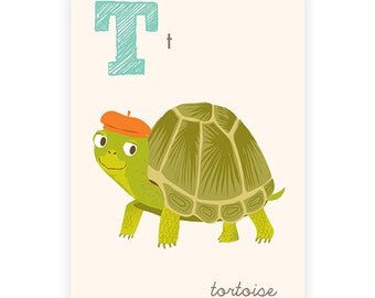 ABC card S is for Stork ABC wall art alphabet flash cards | Etsy