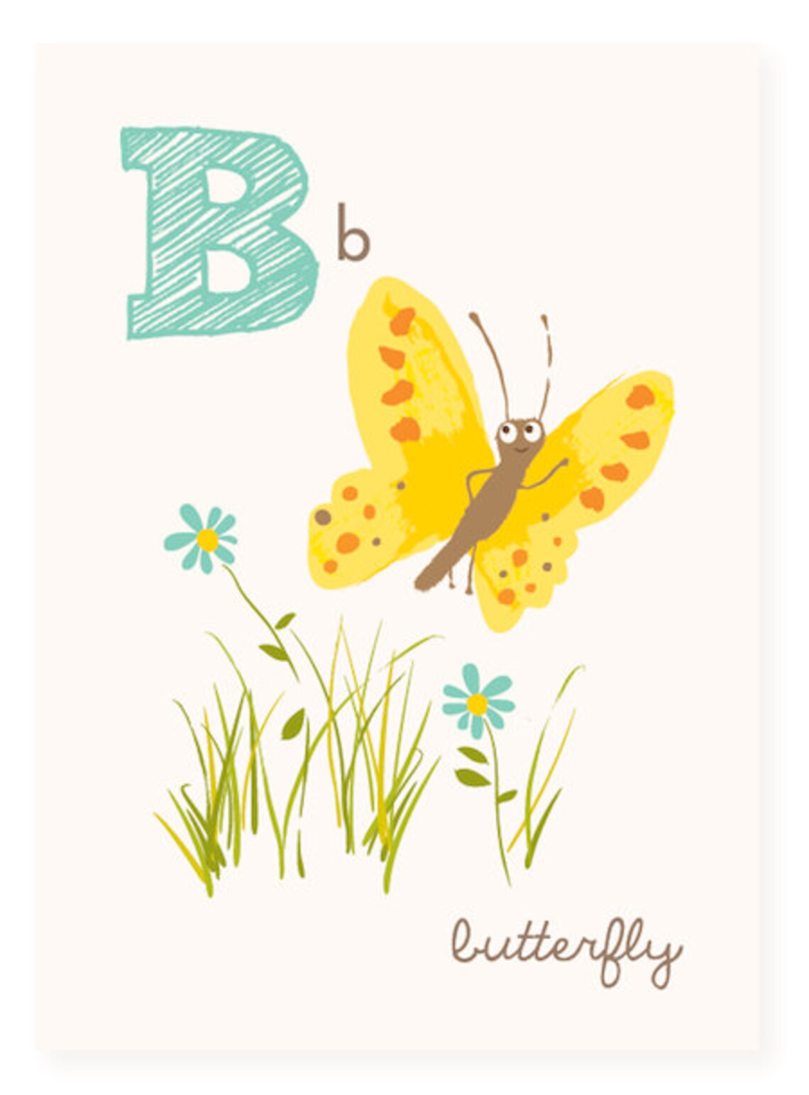 ABC Card B is for Butterfly ABC Wall Art Nursery Wall Art - Etsy