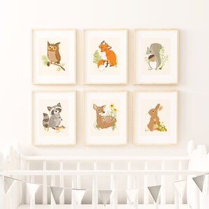Forest Friends Wall Art Set | 6 Prints | Owl, Fox, Squirrel, Raccoon ...