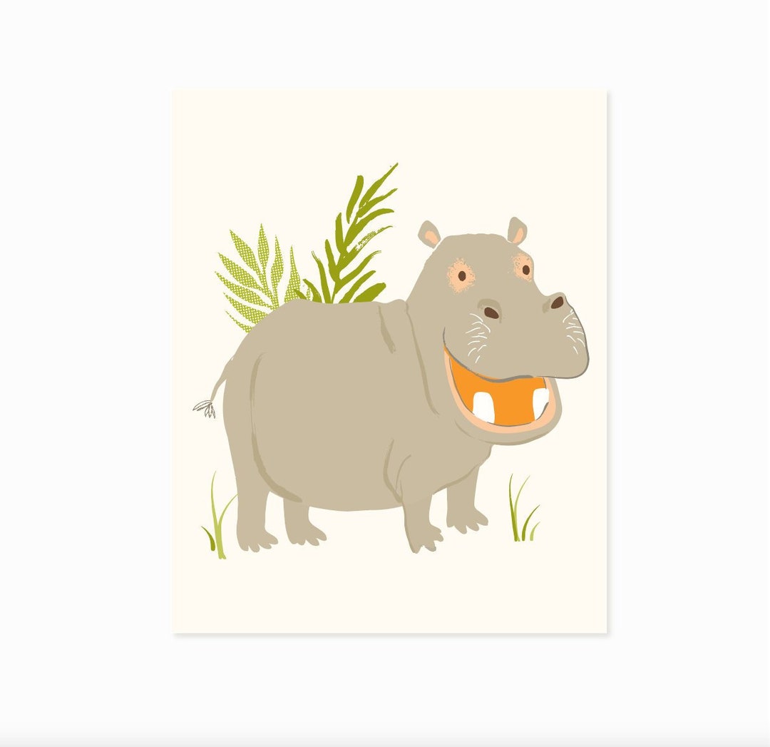 Hippo - Safari,zoo, Hippopotamus, Wall Art - Nursery Wall Decor for ...