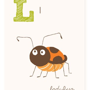 L is for Ladybug, ABC Wall Art, Alphabet Flash Cards, Nursery Wall ...
