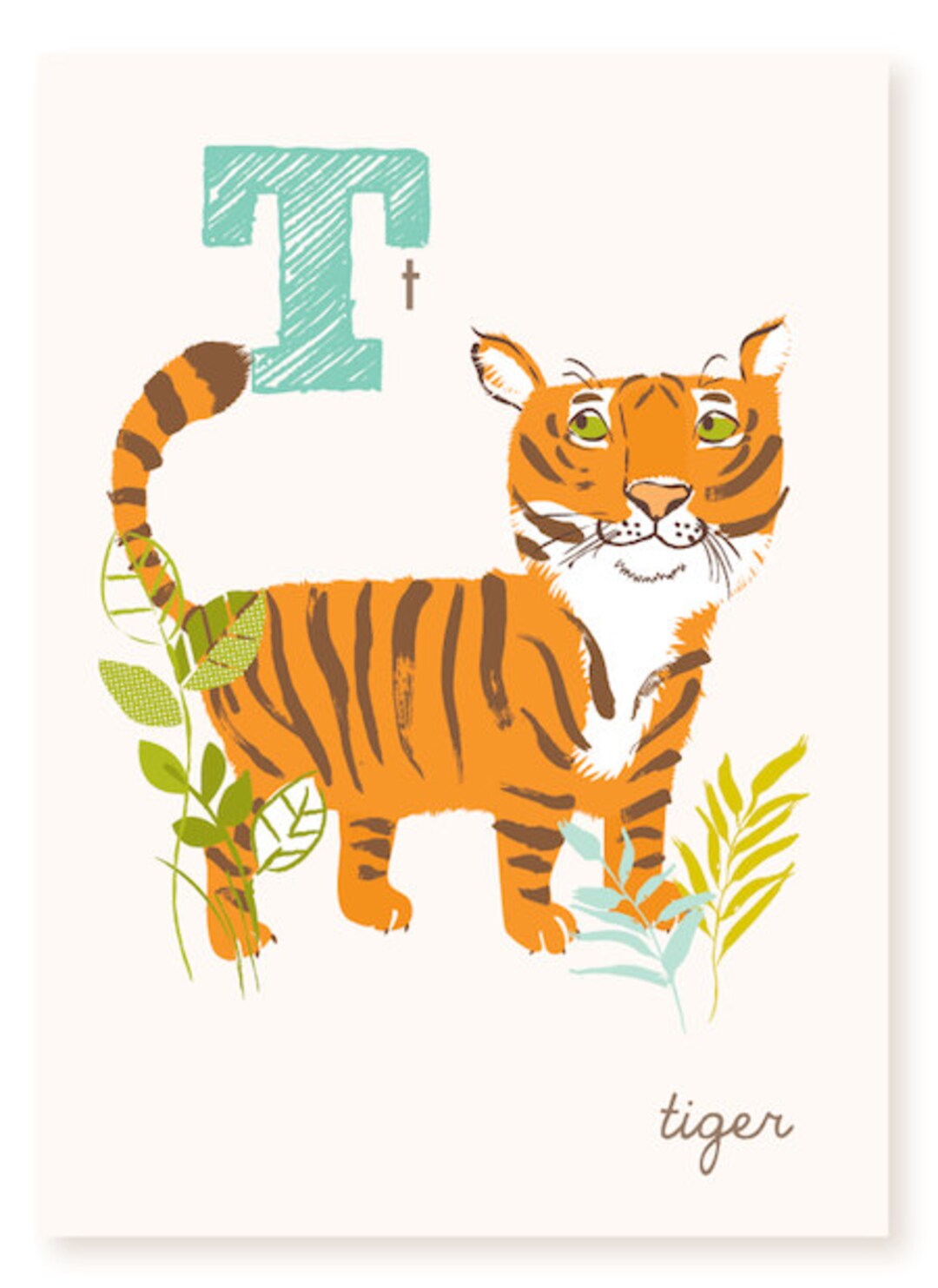 ABC Wall Art, T is for Tiger, Alphabet Flash Cards, Nursery Wall Decor ...