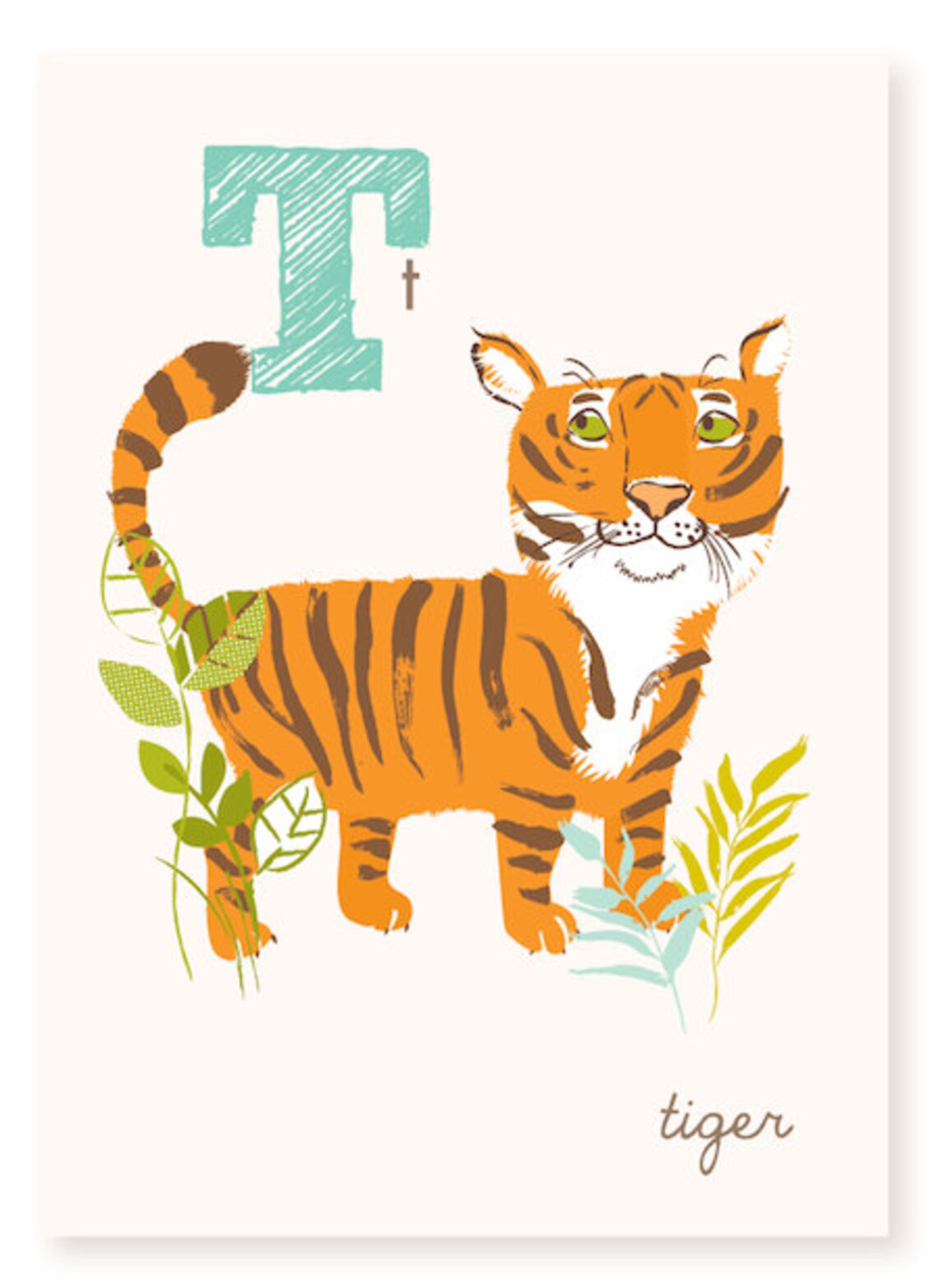 ABC Wall Art T is for Tiger Alphabet Flash Cards Nursery - Etsy