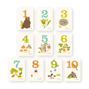 Woodland Counting Flash Cards | Set of 10 | Nursery Wall Decor - Etsy