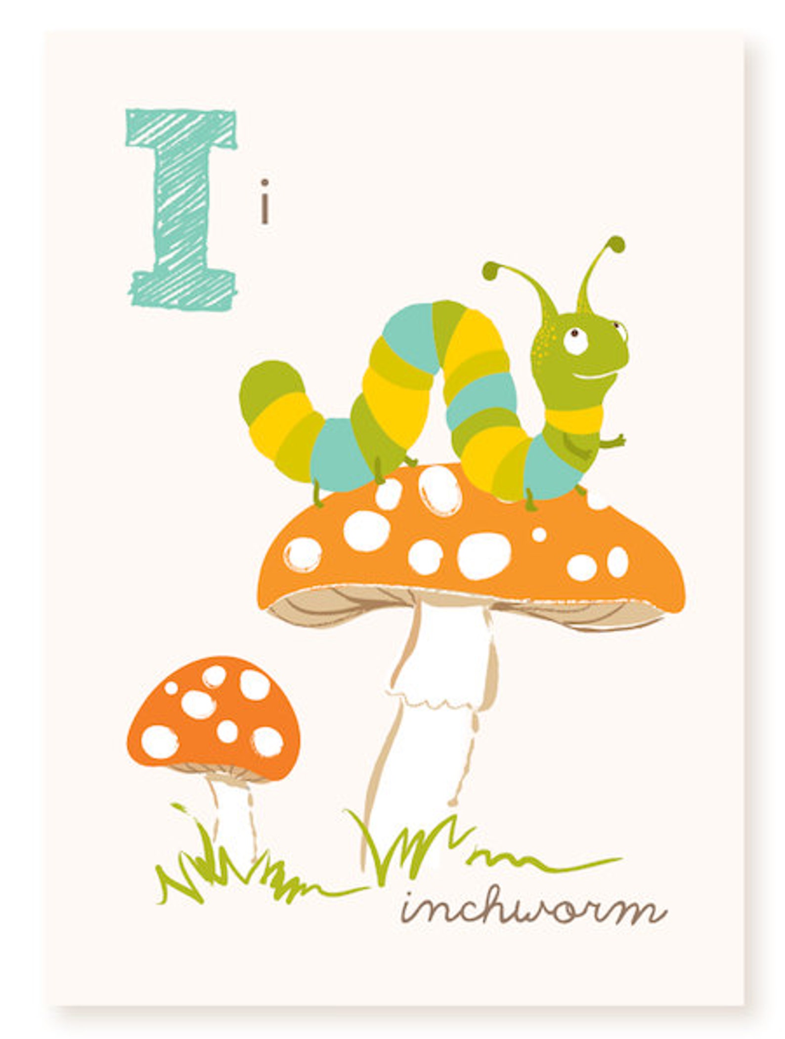 ABC Card I is for Inchworm Iguana Impala Icefish | Etsy