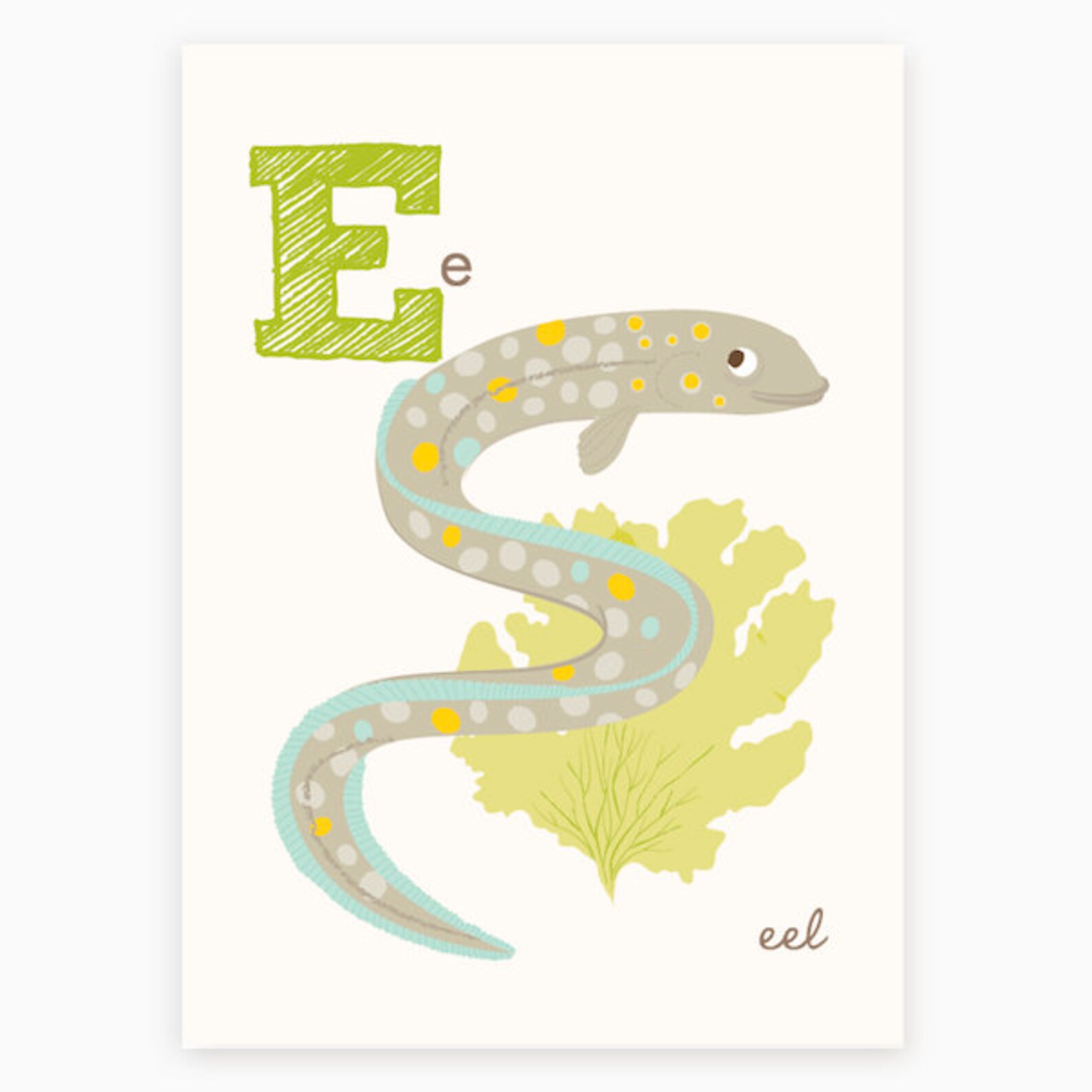 ABC Card E is For Elephant Echidna Eel Elk - Etsy