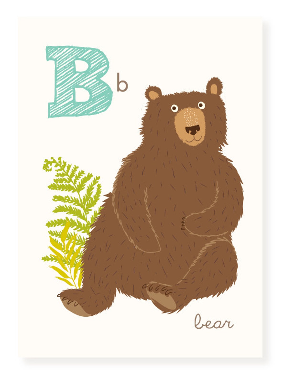 ABC Wall Art, ABC Card, B is For, Bear, Alphabet Flash Cards, Nursery ...