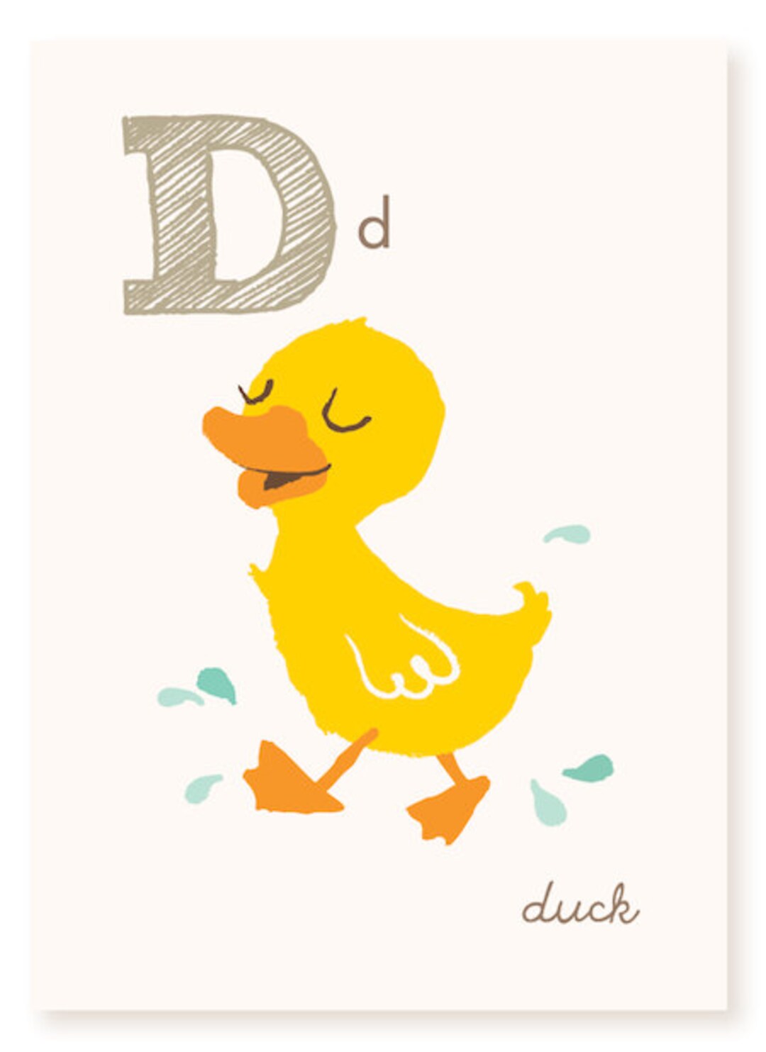 ABC Card, D is for Duck, ABC Wall Art, Alphabet Flash Cards, Nursery ...