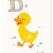ABC Card, D is for Duck, ABC Wall Art, Alphabet Flash Cards, Nursery ...