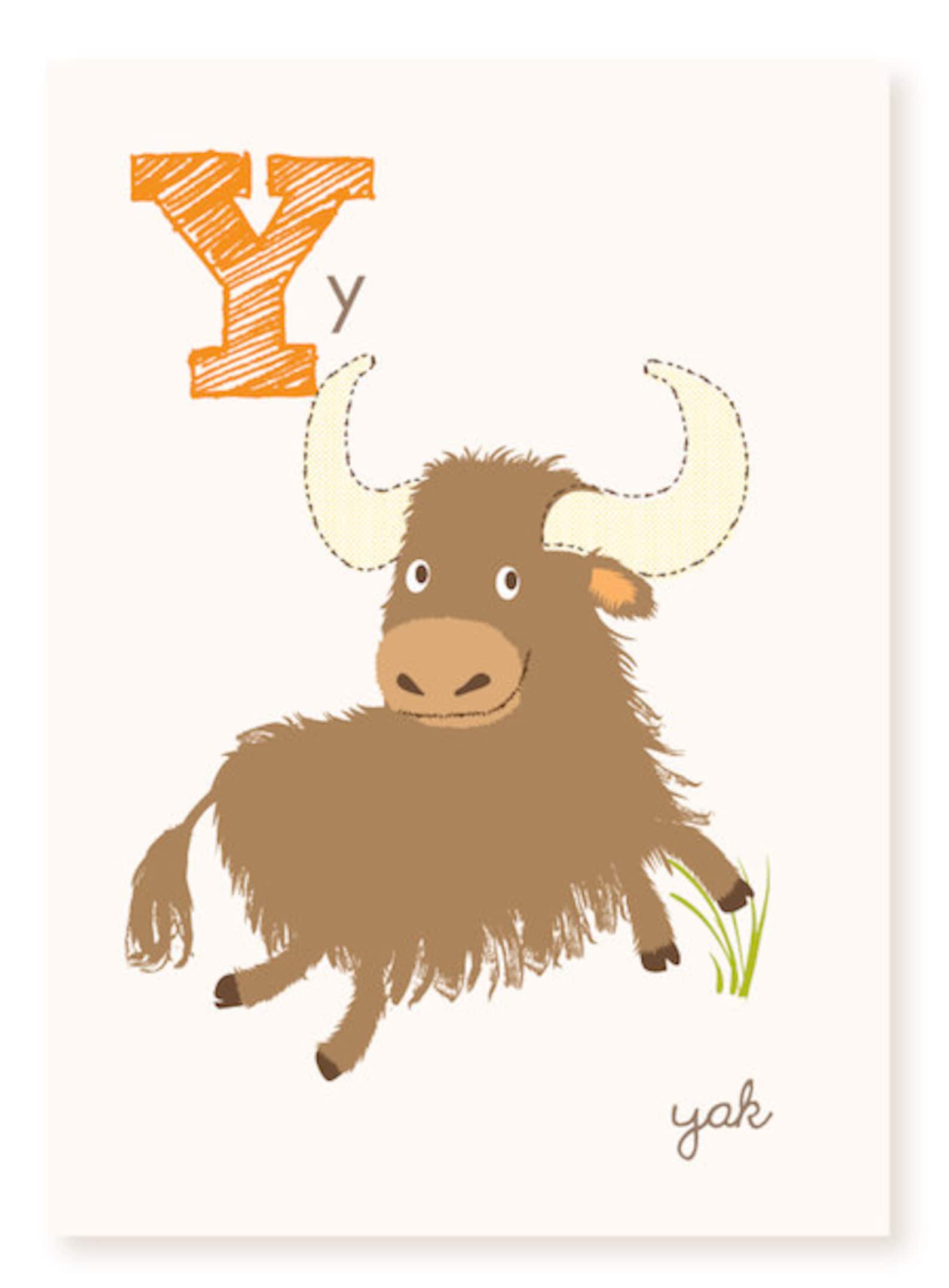 ABC card Y is for Yak ABC wall art alphabet flash cards | Etsy