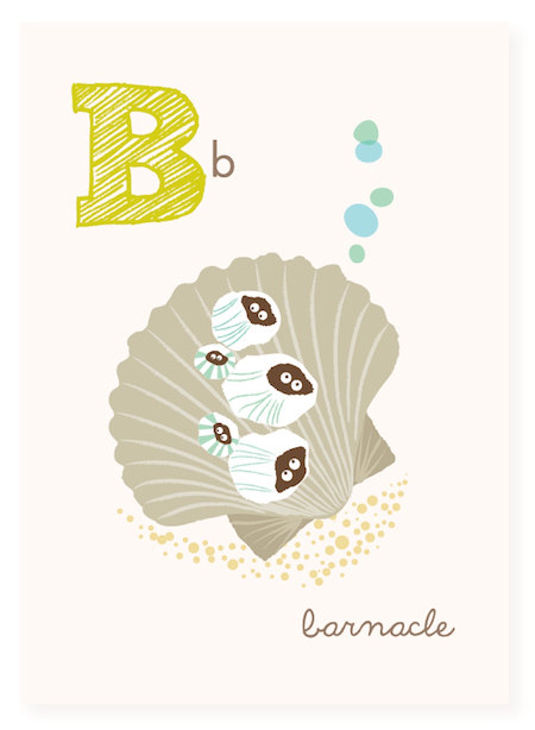 ABC Card, B is for Barnacle, ABC Wall Art, Alphabet Flash Cards ...