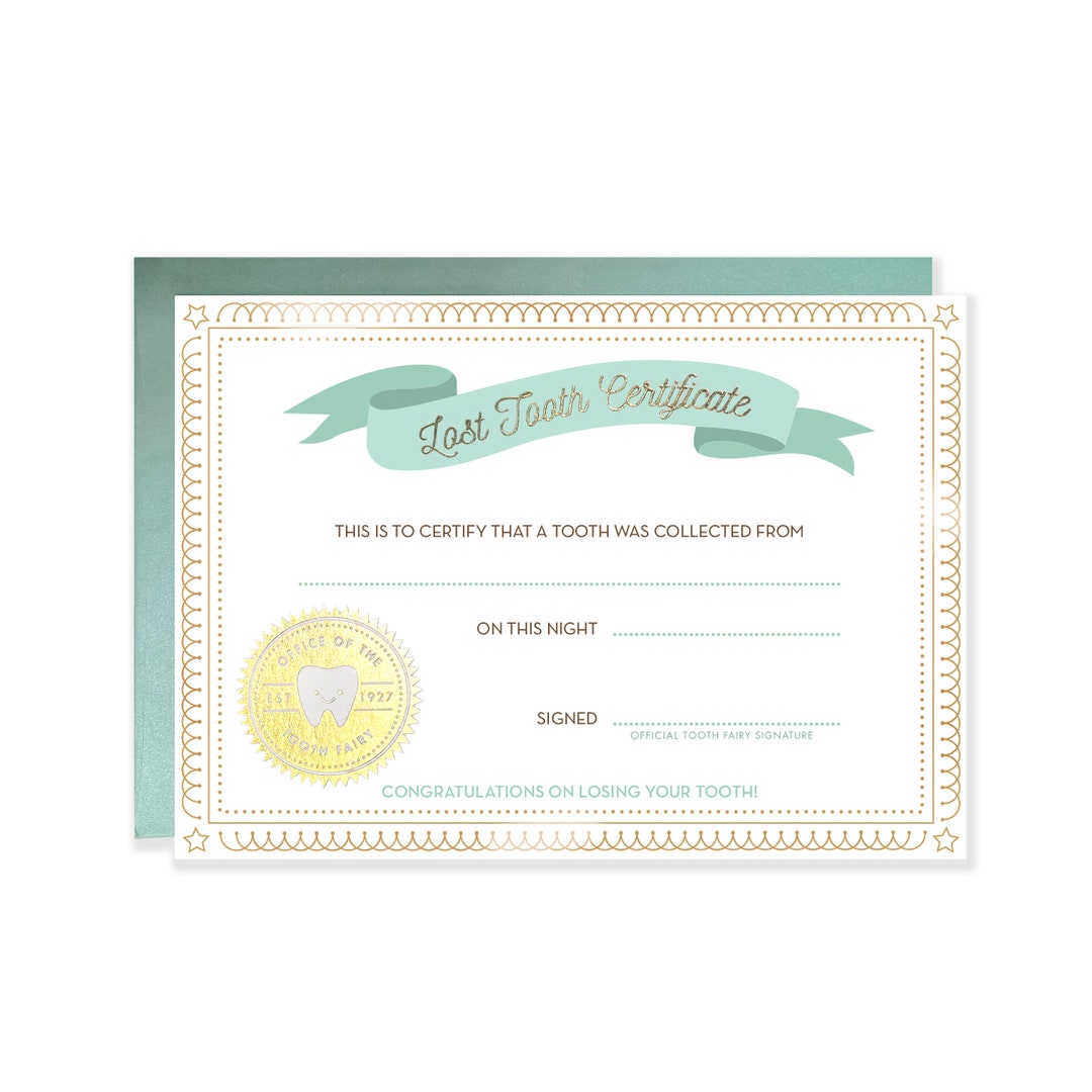 Tooth Fairy Lost Tooth Certificate - Etsy