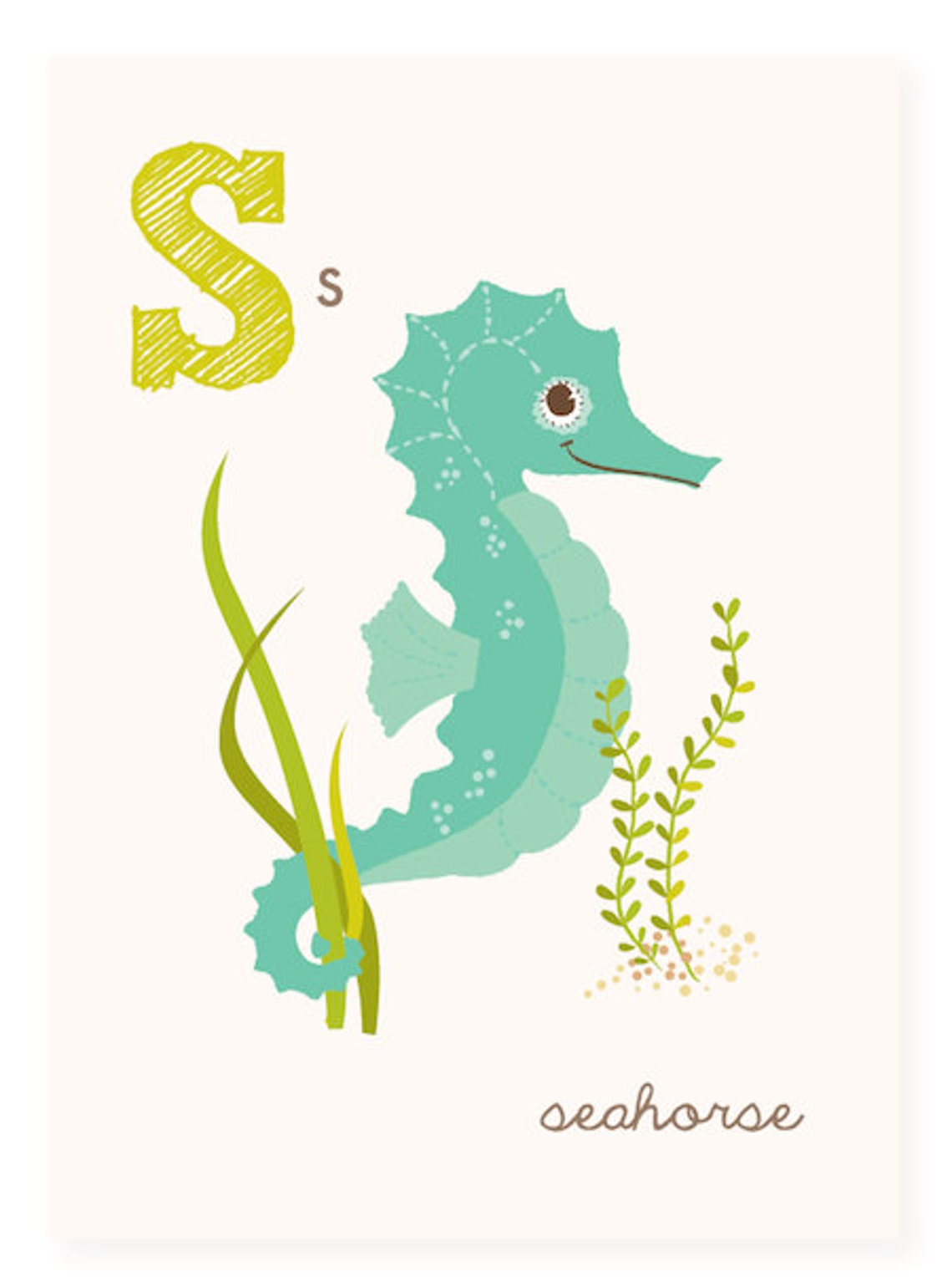 ABC Card S is for Seahorse ABC Wall Art Alphabet Flash - Etsy