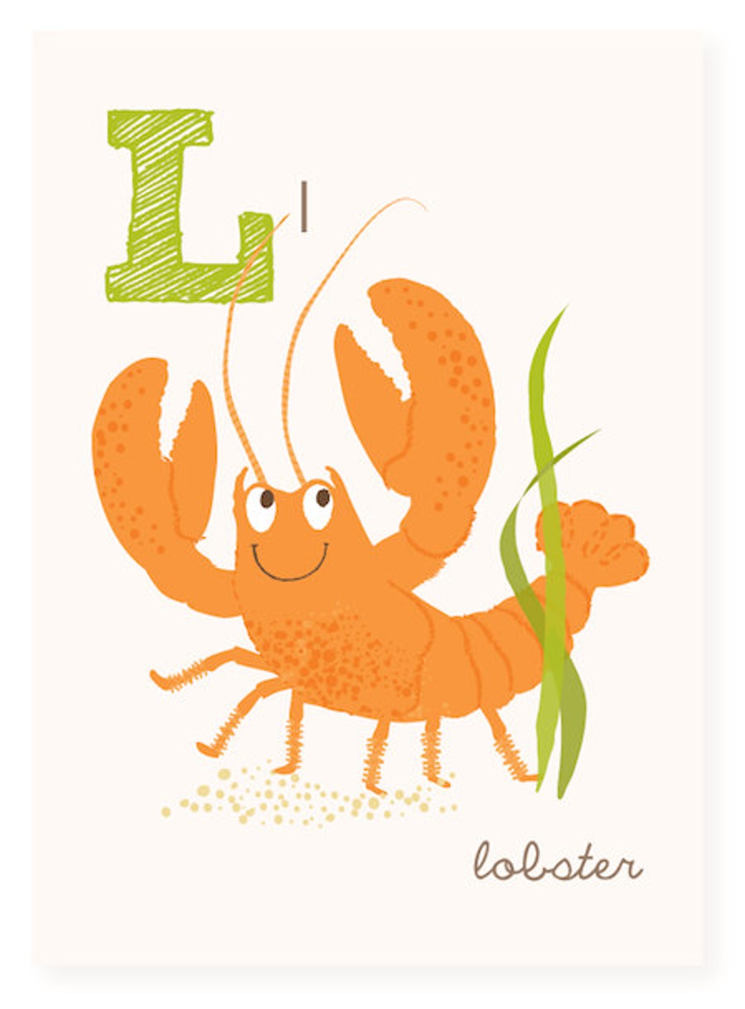 ABC Wall Art, L is for Lobster, Ocean, ABC Wall Decor, Alphabet Flash ...